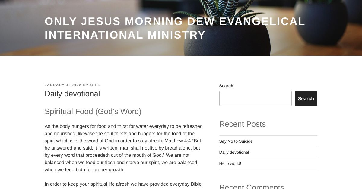 Daily devotional – Only Jesus Morning Dew Evangelical International ...
